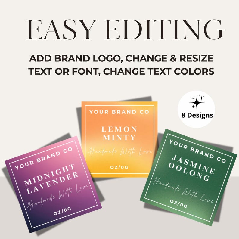 Square Wax Melt & Candle Sample Label Template Canva, Editable Free ...