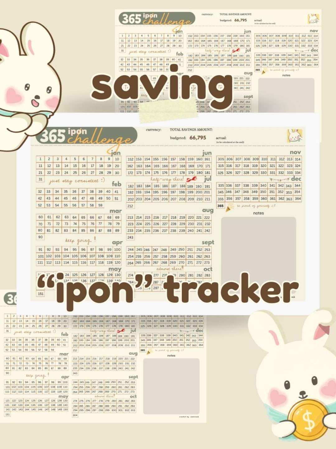 365-day Savings "ipon" Challenge Printable | Money Tracker - Etsy