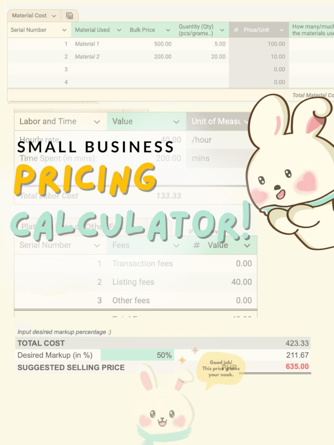 Small Business Pricing Calculator | Google Sheets COGS Tracker (digital ...