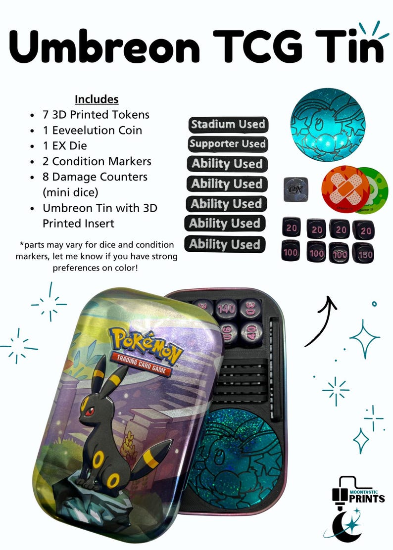Pokémon Mini Tin With 3D Printed Inserts - Prismatic Eeveelutions - Etsy