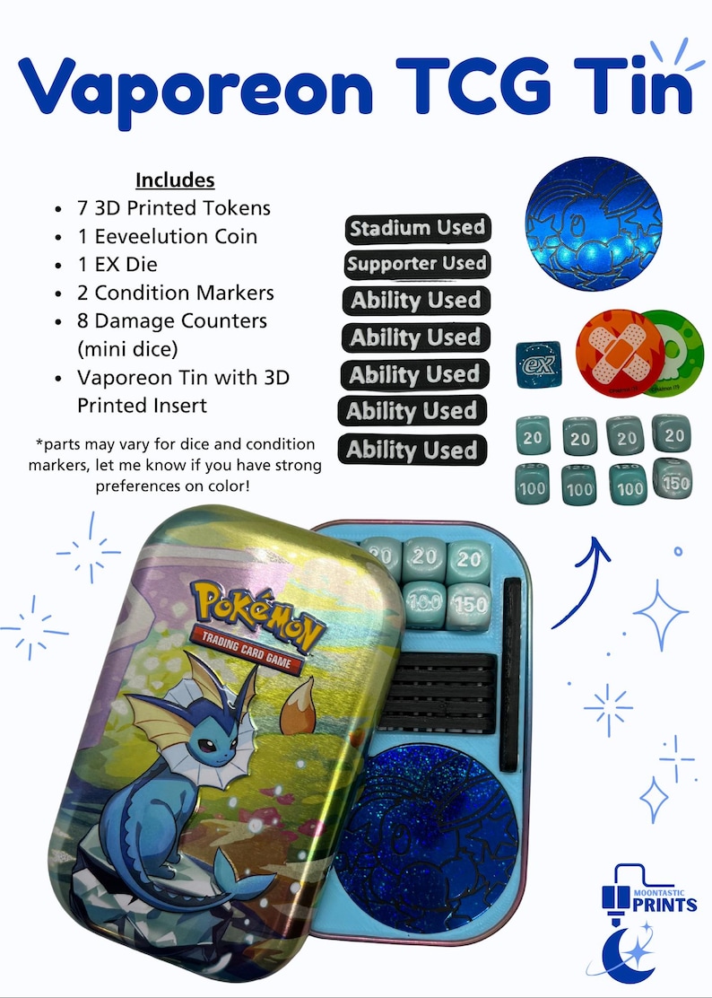 Pokémon Mini Tin With 3D Printed Inserts - Prismatic Eeveelutions - Etsy