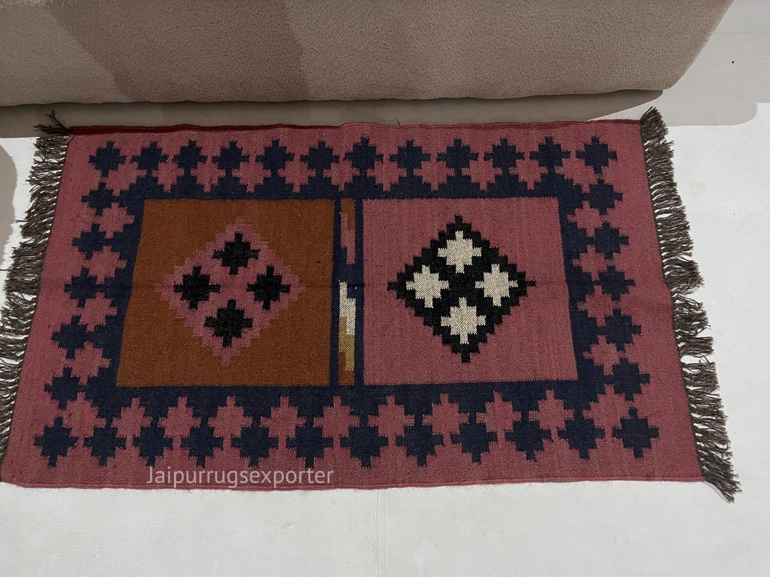 Handwoven Wool Jute Kilim Rug – Traditional Indian Dhurrie - Etsy