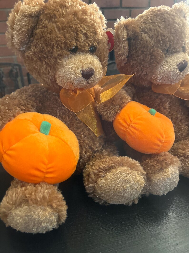 Ty Classic “bumpkin” Pumpkin Bear • Fall Plush Teddy • Autumn Halloween ...