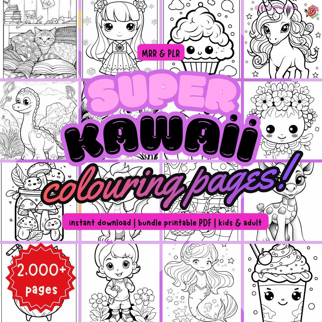 2,000+ Coloring Pages Mega Bundle PLR Kids & Adults | Printable | Fun ...