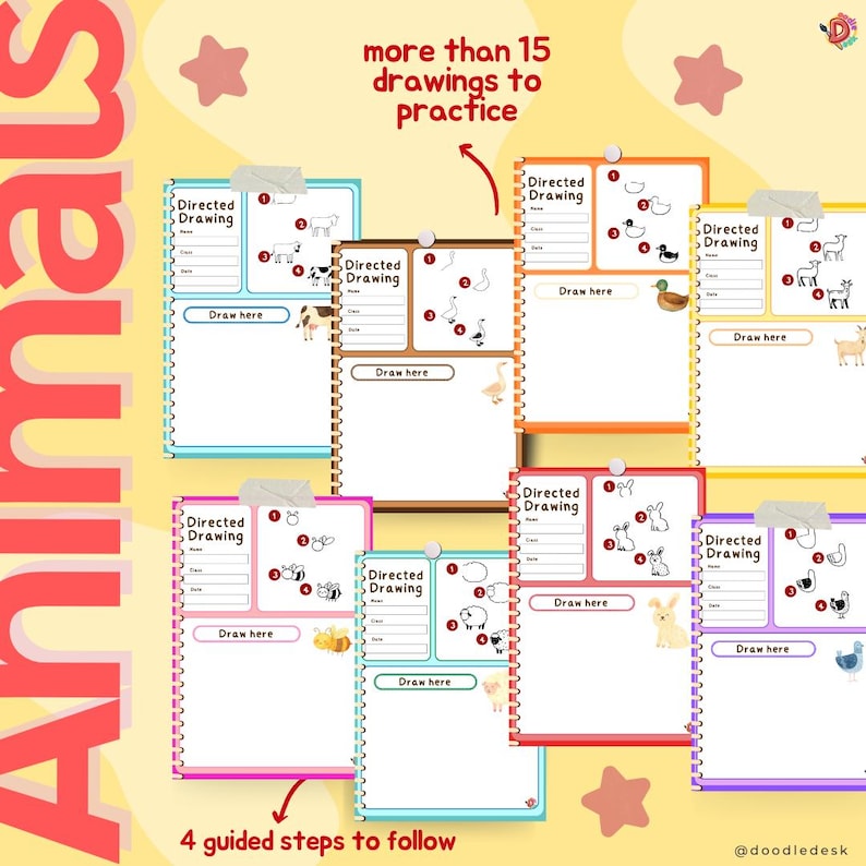 How to Draw Animals Printable | Animals Sketch Guide for Kids & Adults ...