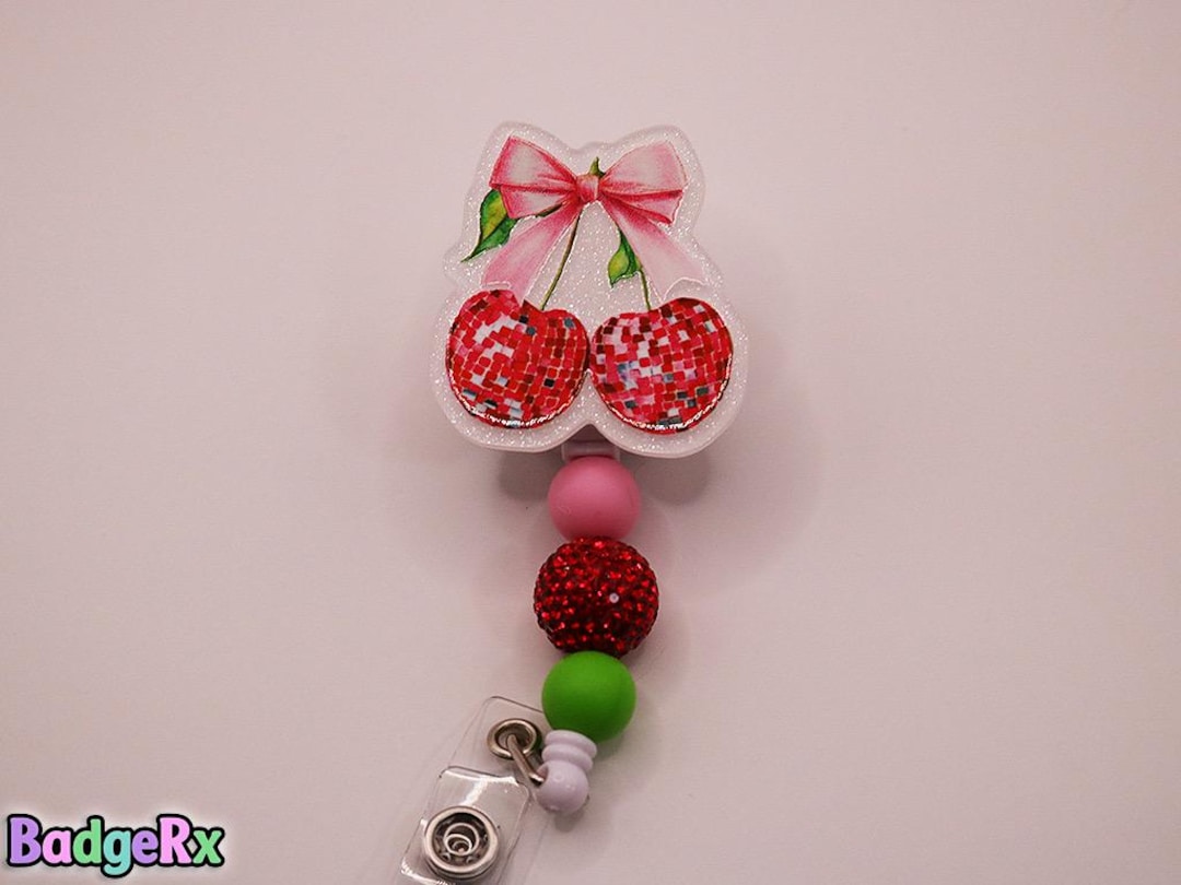 Pink Bow Disco Cherry Badge Reel - Etsy