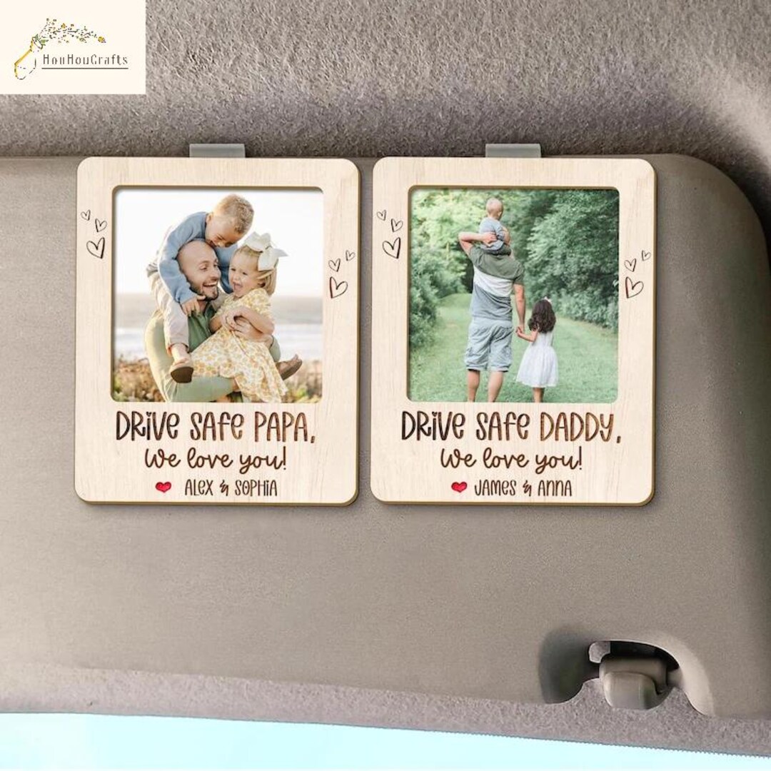 Custom Photo Father’s Day Car Visor Clip, Personalized Drive Safe Daddy ...