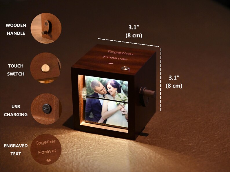 Personalized Photos Flipbook Animation Box, Wedding Gift, Wooden Photo ...