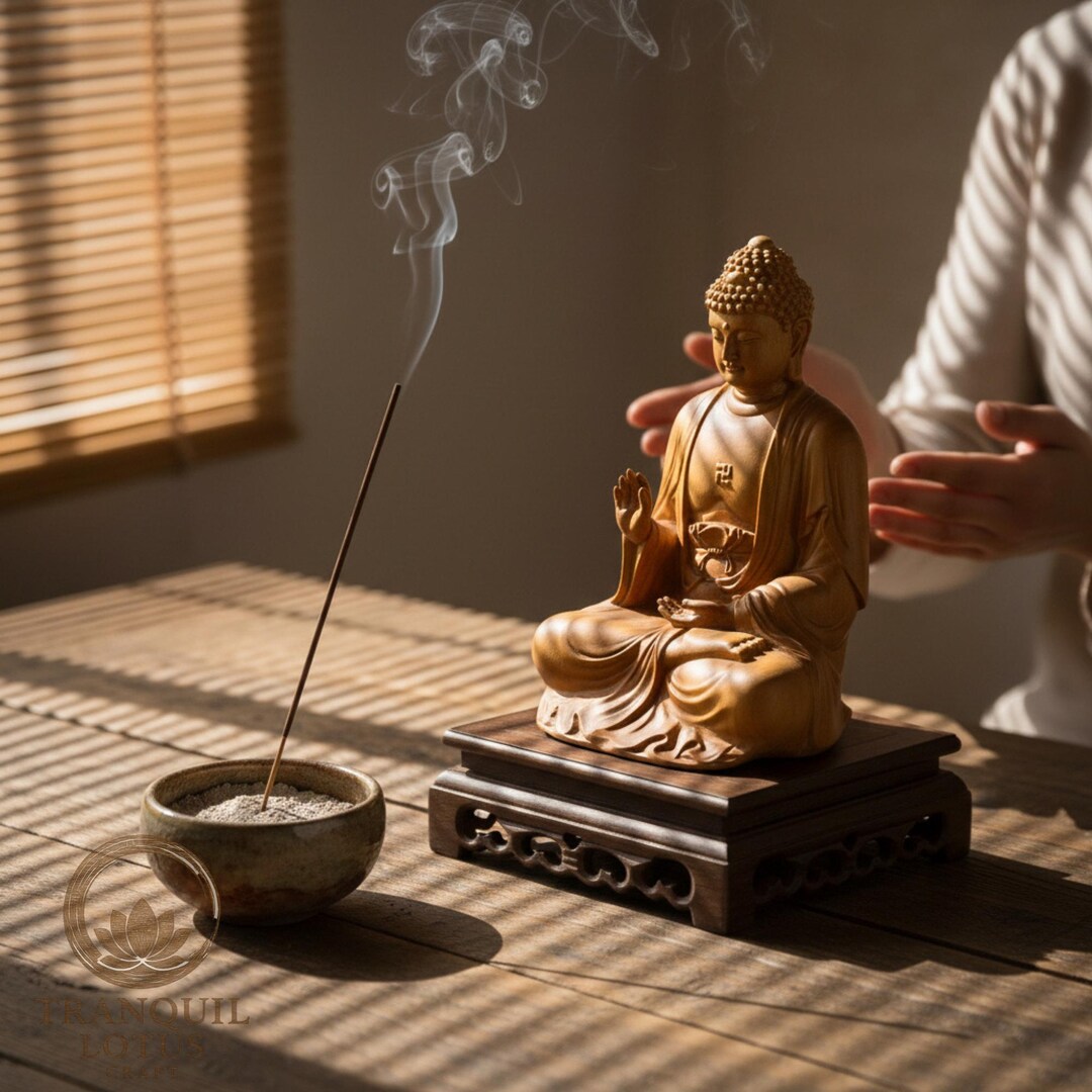 Handcrafted Healing Buddha Sculpture, Scented Cypress Buddha Statue ...