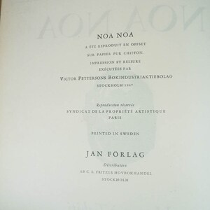 1947 Vintage Art Book Paul Gauguin Noa Noa Voyage De Tahiti Sweden ...