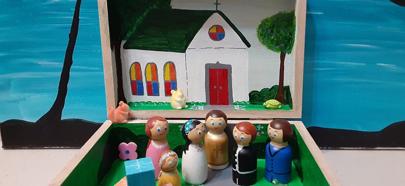 Wedding Church Kids Playset Custom Hand Painted Wooden Peg Dolls - Etsy