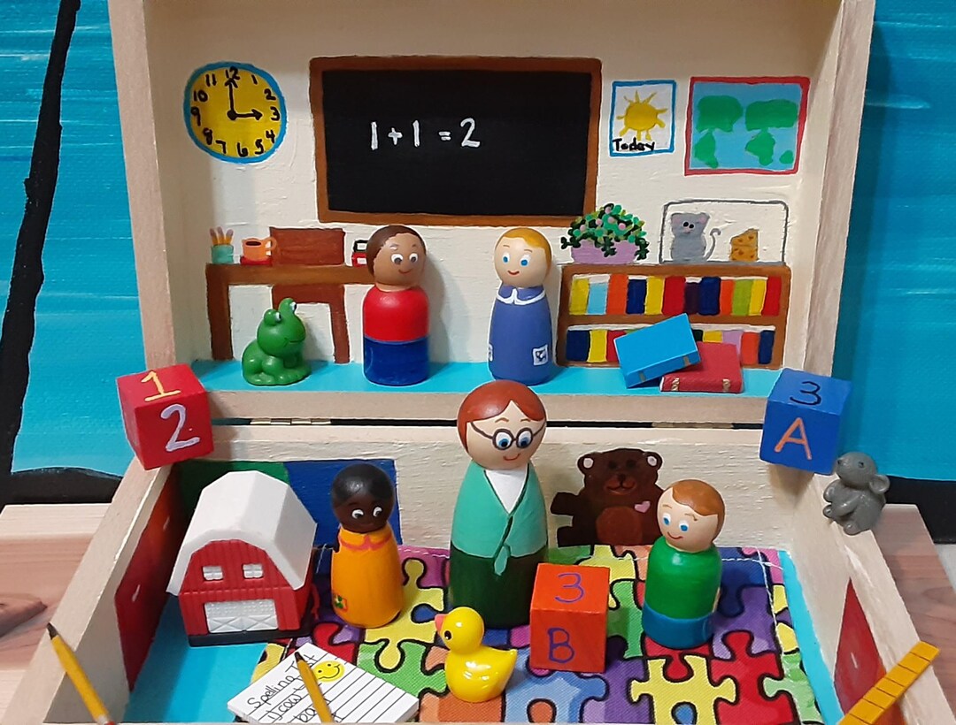 Classroom Colors - Kids Playset Custom Hand Painted Wooden Peg Dolls - Etsy