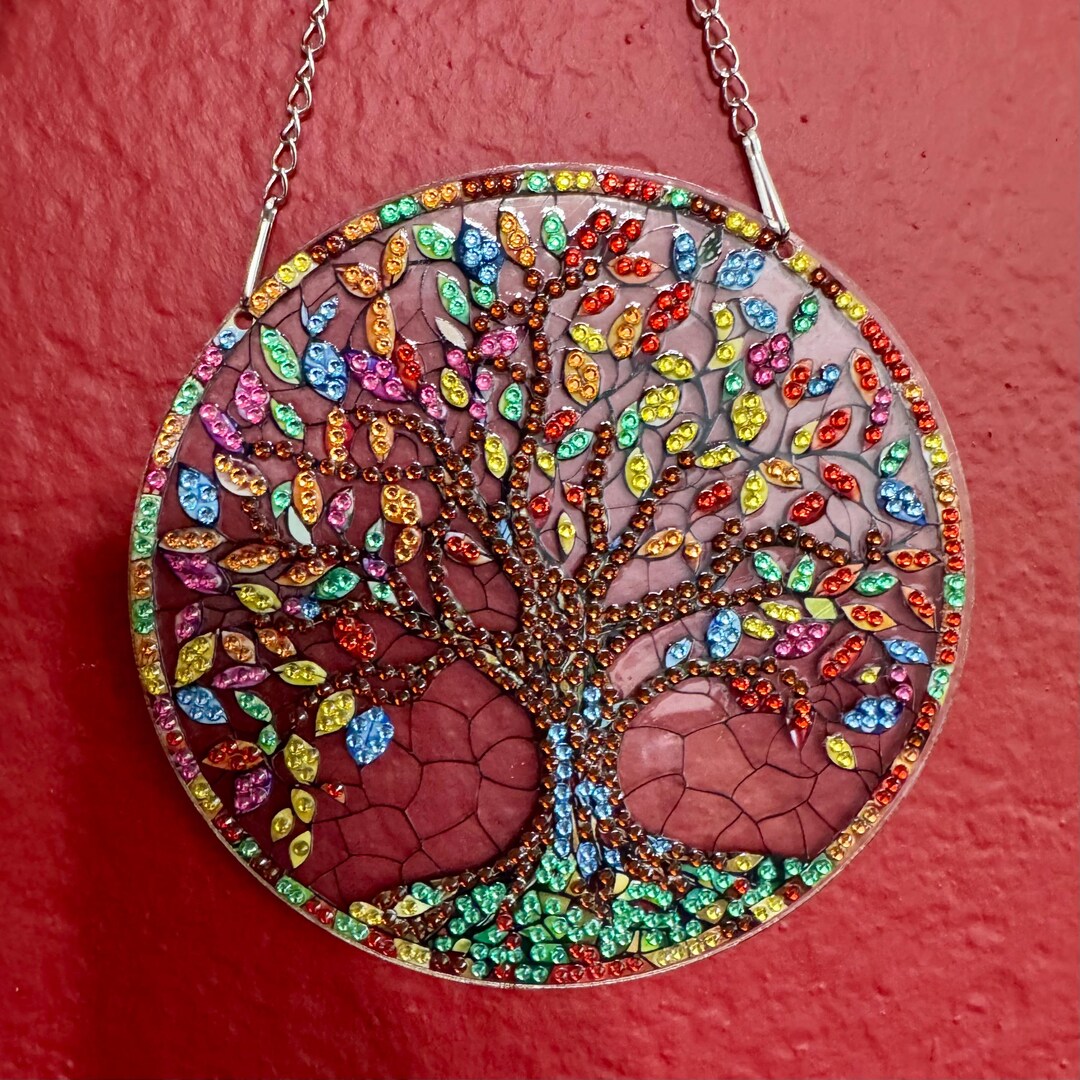 Tree of Life Diamond Art Sun Catcher, 5.75 Inch Window Hanging ...