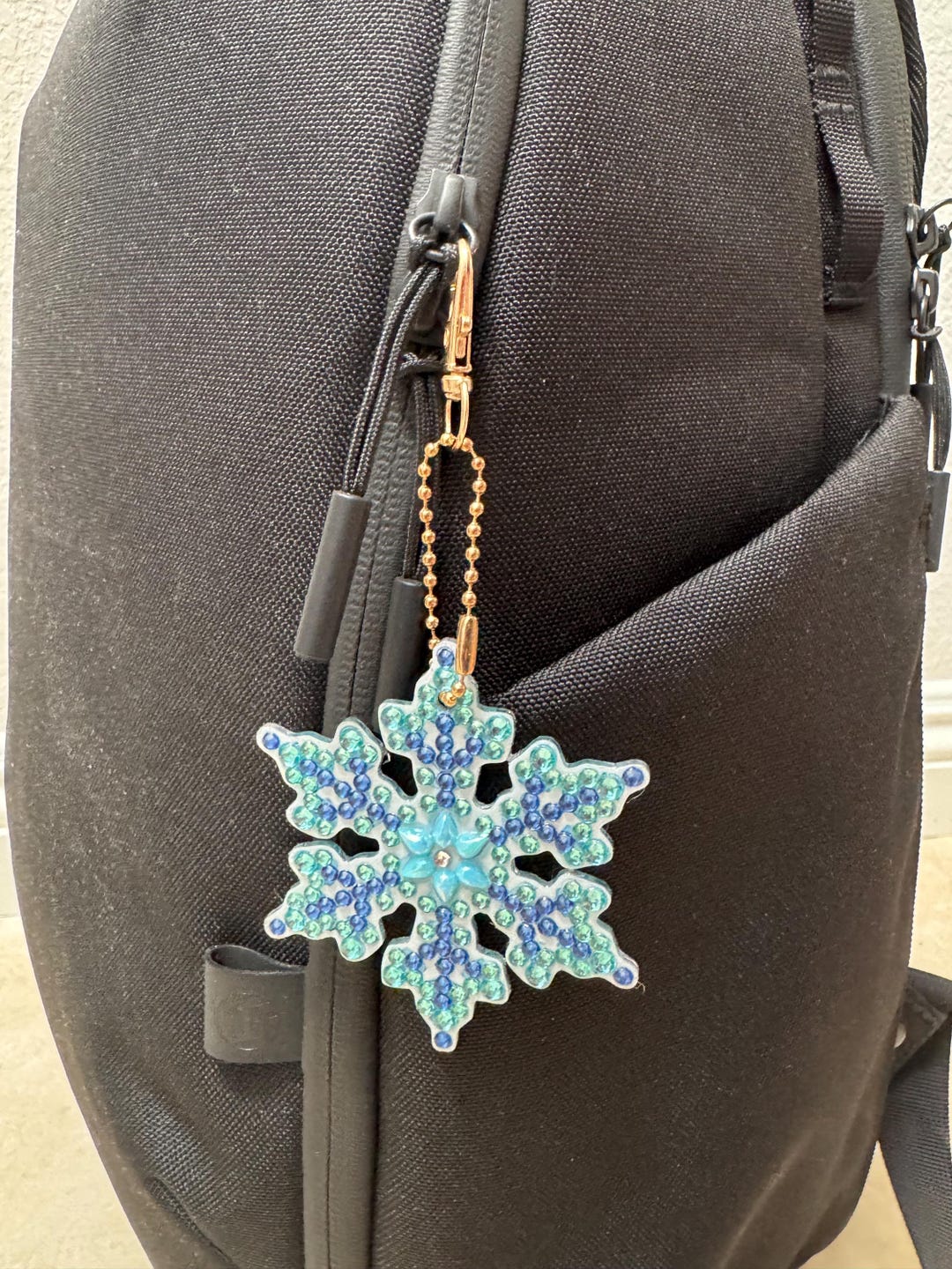Snowflake Diamond Art Keychain | Handmade Rhinestone Winter Charm - Etsy