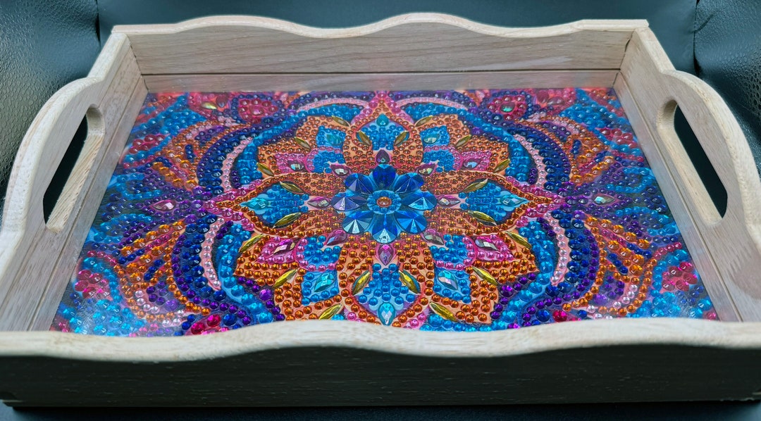 Mandala-themed Wood Tray - Diamond-painted - Etsy