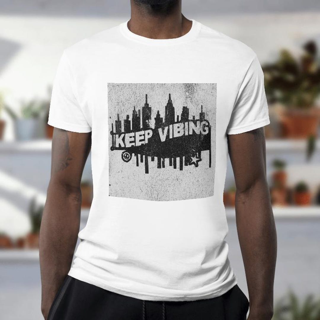 Keep Vibing Skyline Tee | Urban Grunge Typography, Music Vibes - Etsy