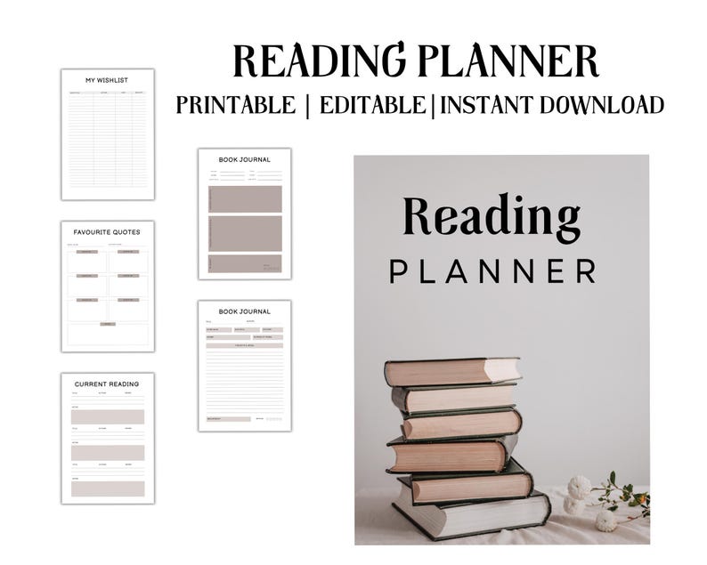 Reading Planner Printable | Book Tracker Journal | Reading Log, TBR ...