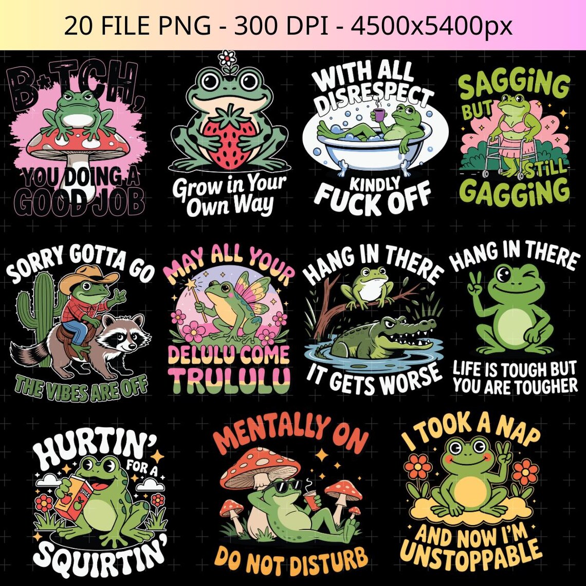 20+ Funny Frog Meme Bundle PNG, Cute Frog Quotes Clipart, Frog Humor ...