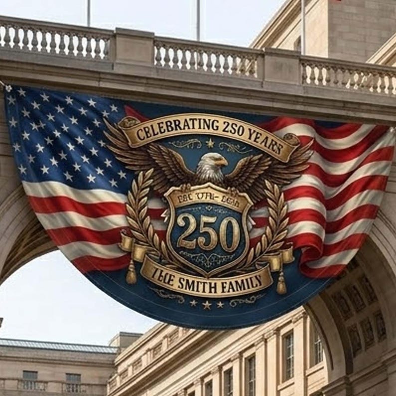 Personalized 250th Anniversary Fan Flag: 1776-2026 Semiquincentennial ...