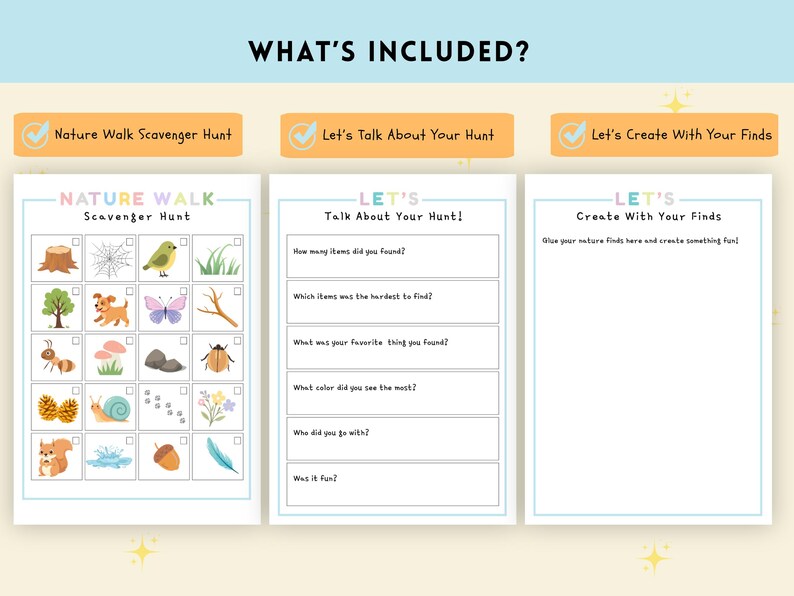 Kids Summer Nature Scavenger Hunt, Preschool Learning Worksheet ...