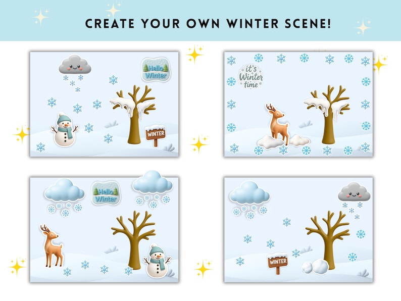 Winter Scene Activity for Kids | Preschool Cut and Paste, Fine Motor ...