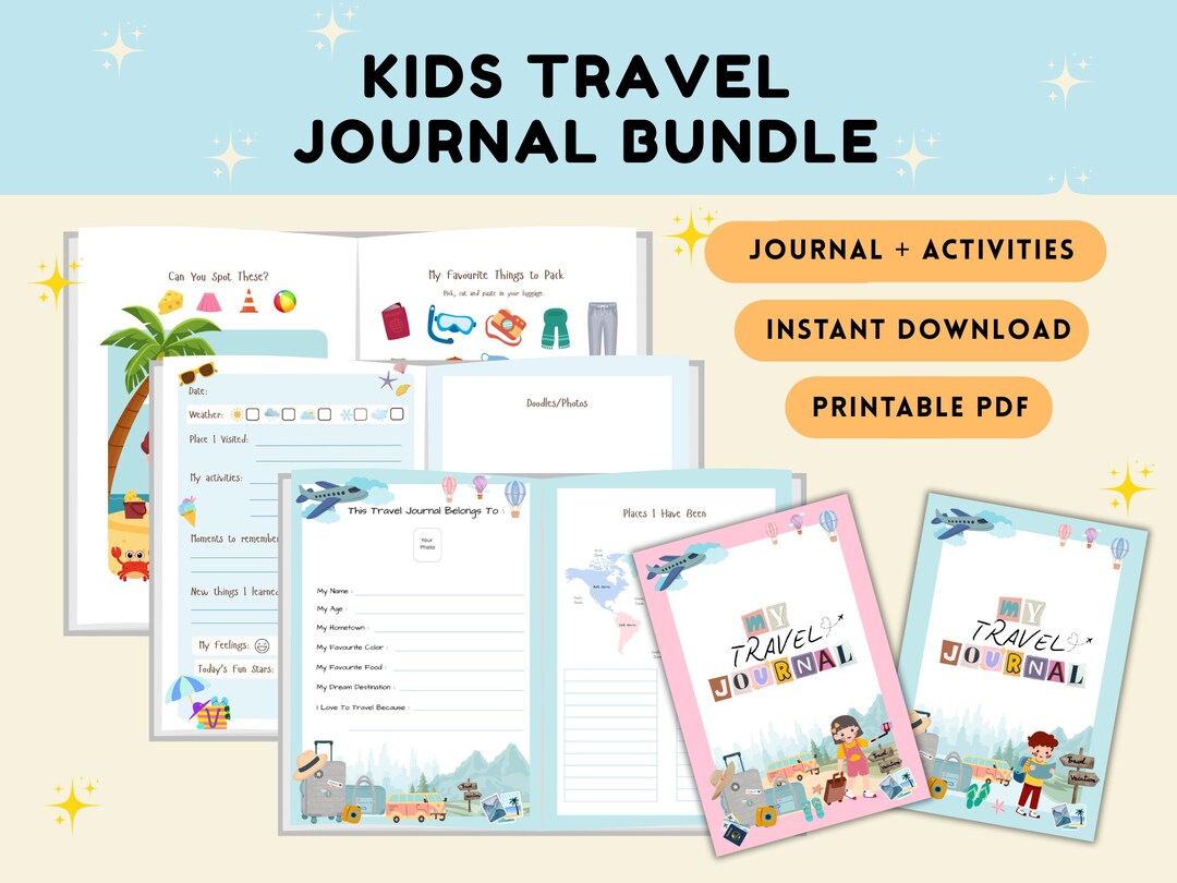 Kids Travel Journal | Printable Activity Book, Vacation Keepsake (PDF ...