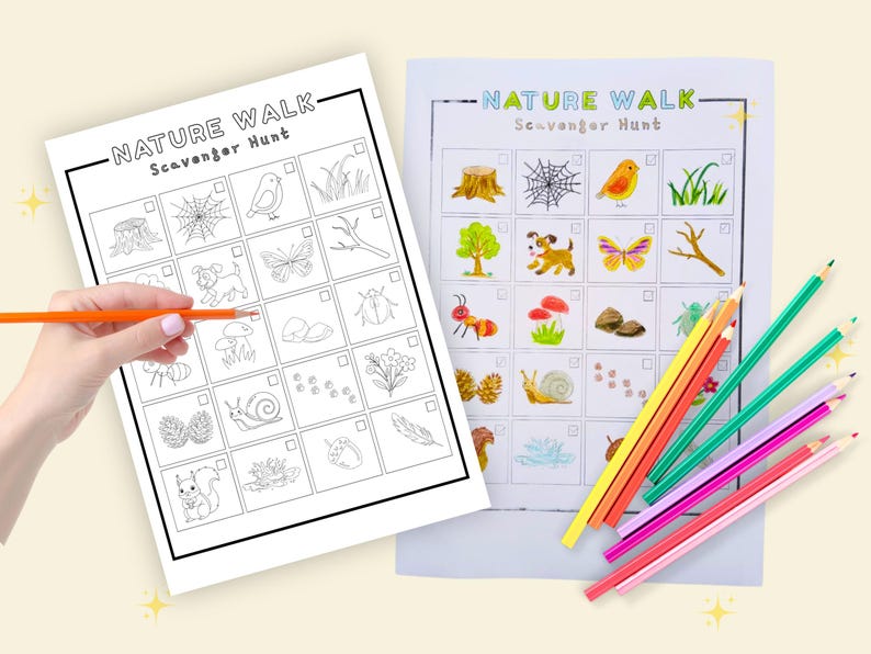 Kids Summer Nature Scavenger Hunt, Preschool Learning Worksheet ...