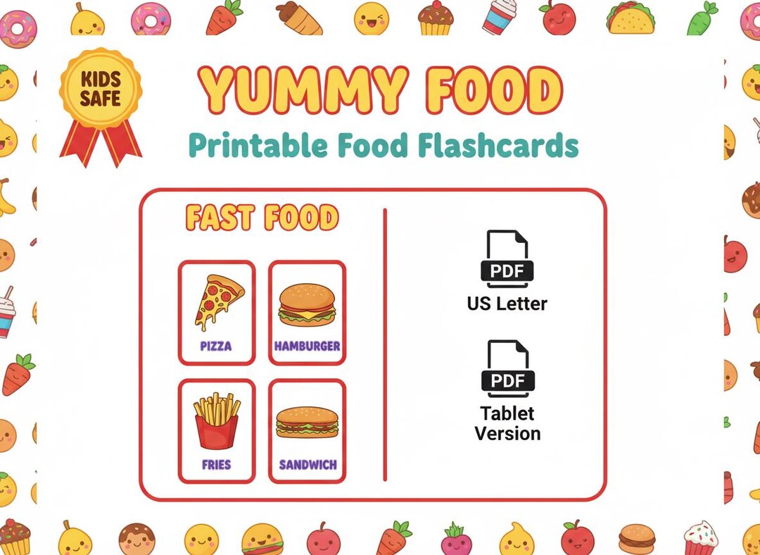 Printable Food Flashcards, Nutrition Game (PDF) - Etsy