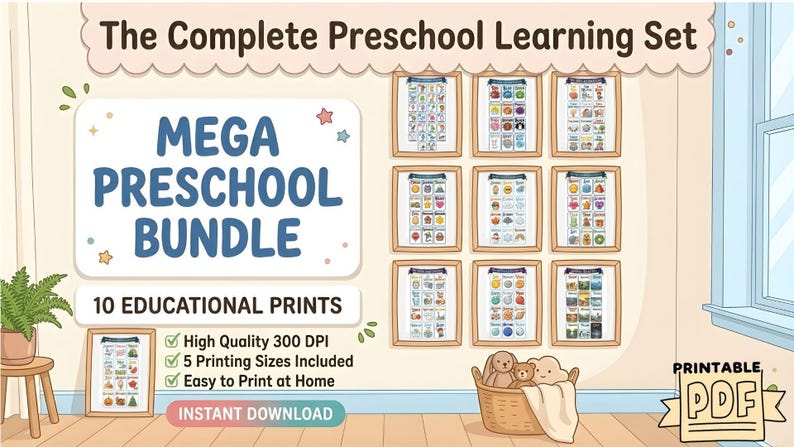 10 Preschool Learning Posters Mega Bundle | Montessori Nursery Wall Art ...