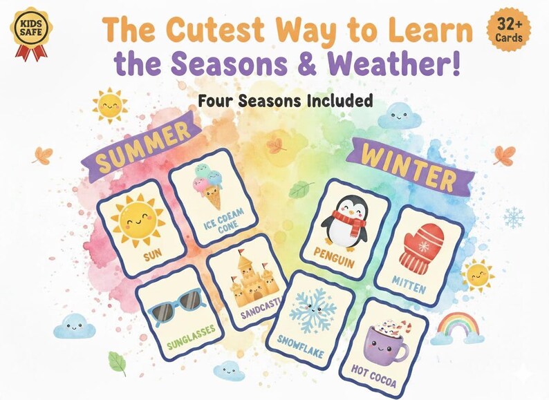Four Seasons Sorting Game | Weather Activity for Toddlers | Summer Vs ...