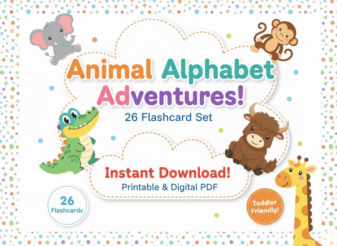 Cute Animal Alphabet Flashcards for Toddlers & Preschoolers | A to Z ...