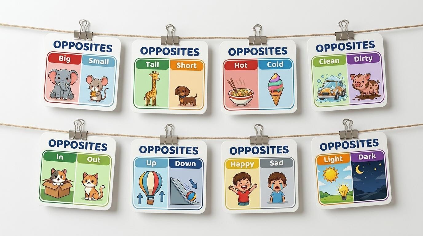 64 Opposites Mega Bundle, Montessori Preschool Posters, Toddler Visual ...