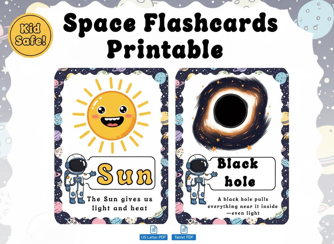 Space Flashcards Printable, Solar System Montessori Science - Etsy