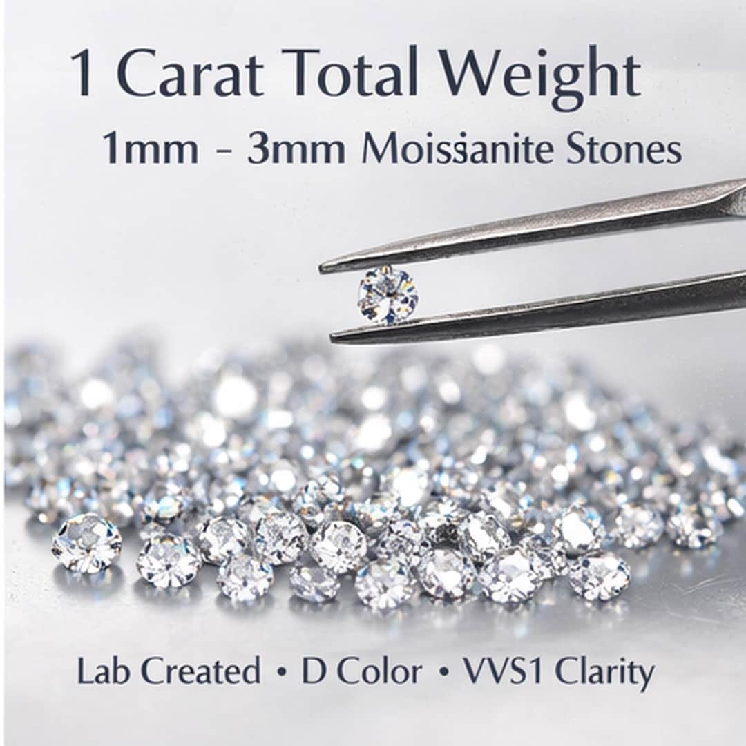 1 Carat Total Round Cut Moissanite Melee, D Color VVS1, 1mm-3mm Lab ...