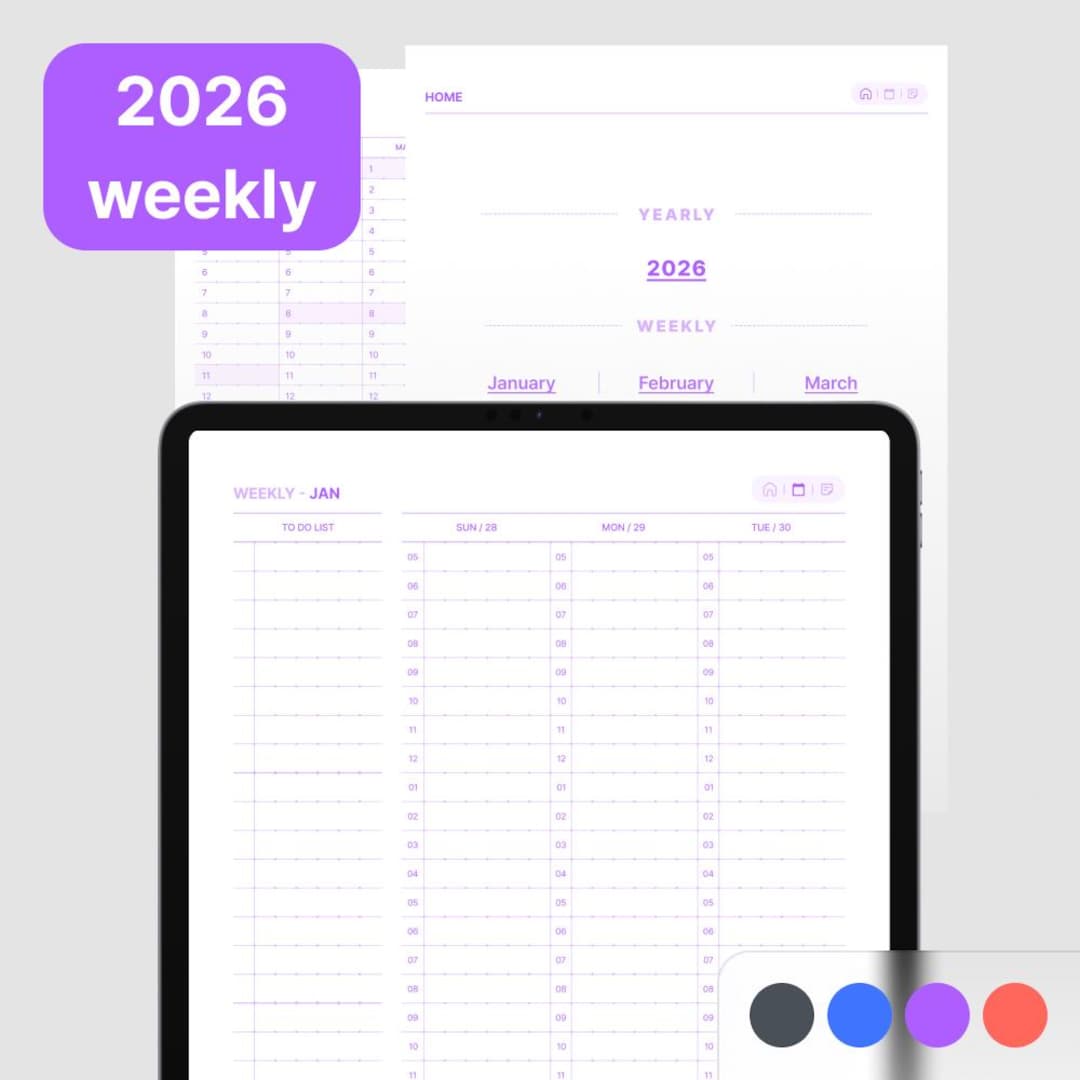 2026 Weekly Dated Vertical Dote Planner | 52weeks Digital Planner PDF ...
