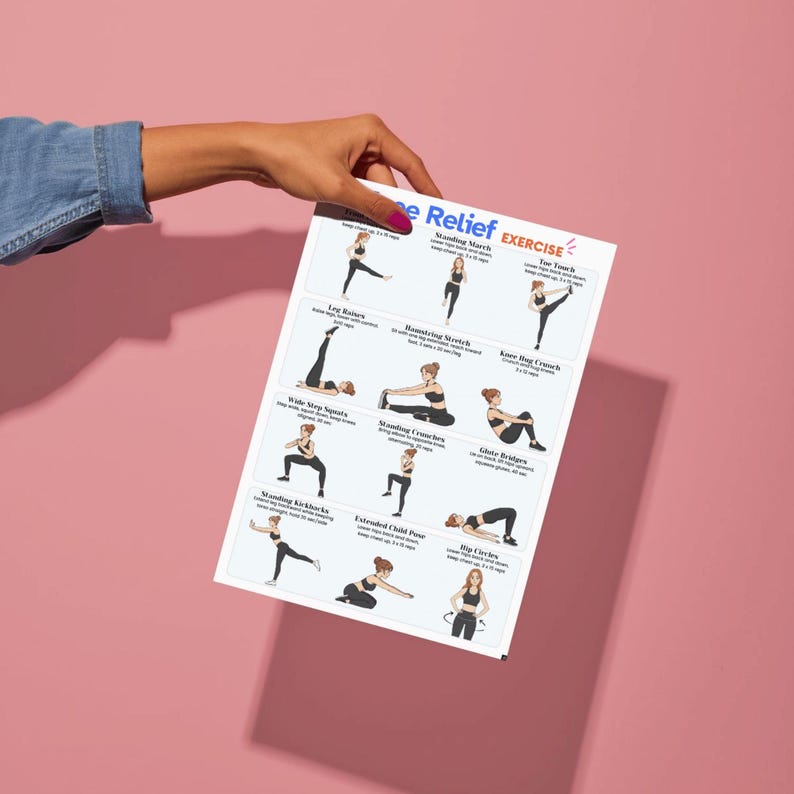 Knee Friendly Exercise Chart: PDF Digital Download, Knee Pain Relief ...