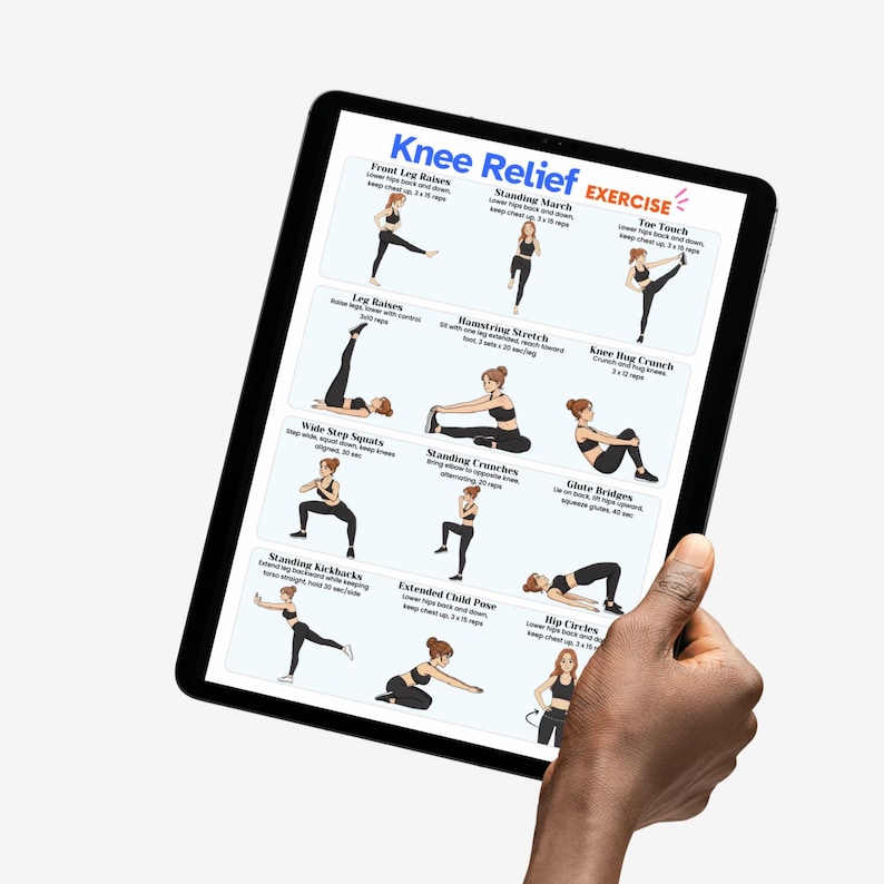 Knee Friendly Exercise Chart: PDF Digital Download, Knee Pain Relief ...