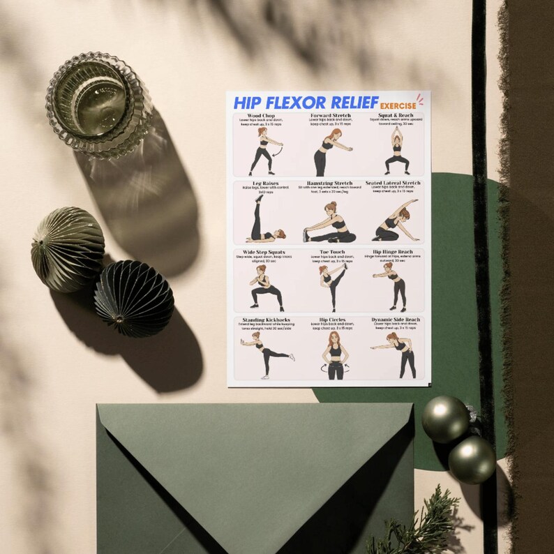 Hip Relief Exercise Chart: PDF Digital Download, Strengthening Mobility ...
