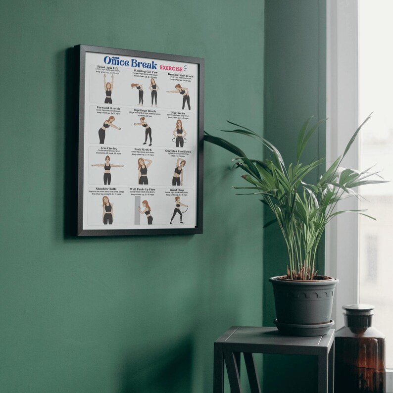Office Break Exercise Chart PDF Digital Download, Stressful Workout ...