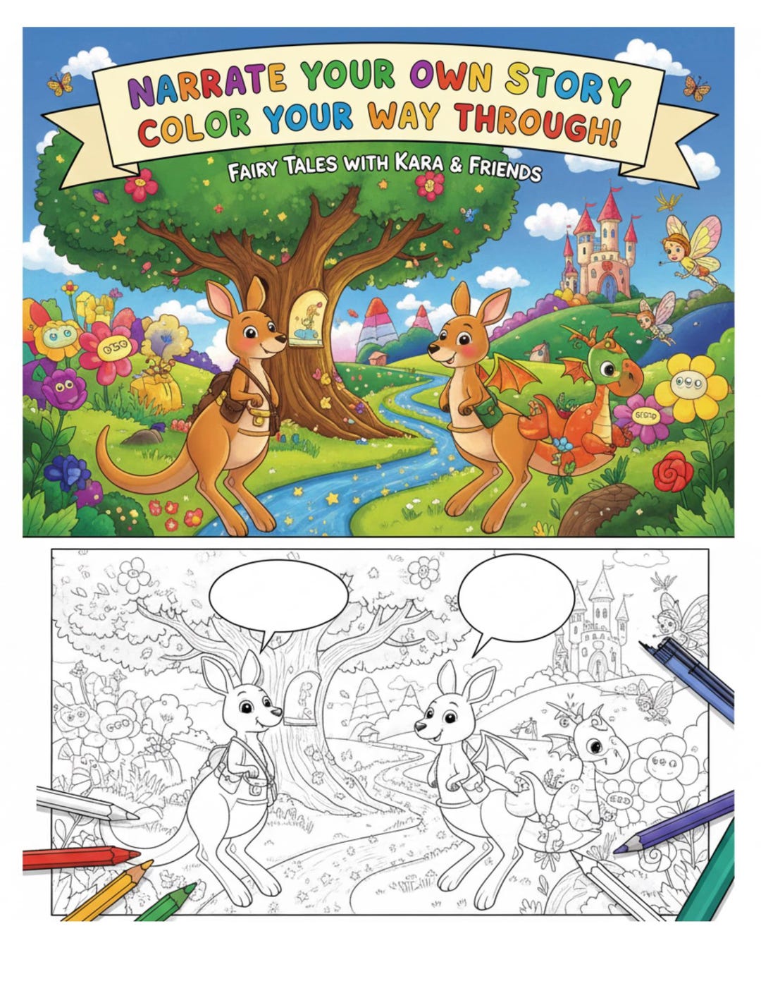 Printable Kids Comic Storybook 22 Page PDF Colouring Story and ...