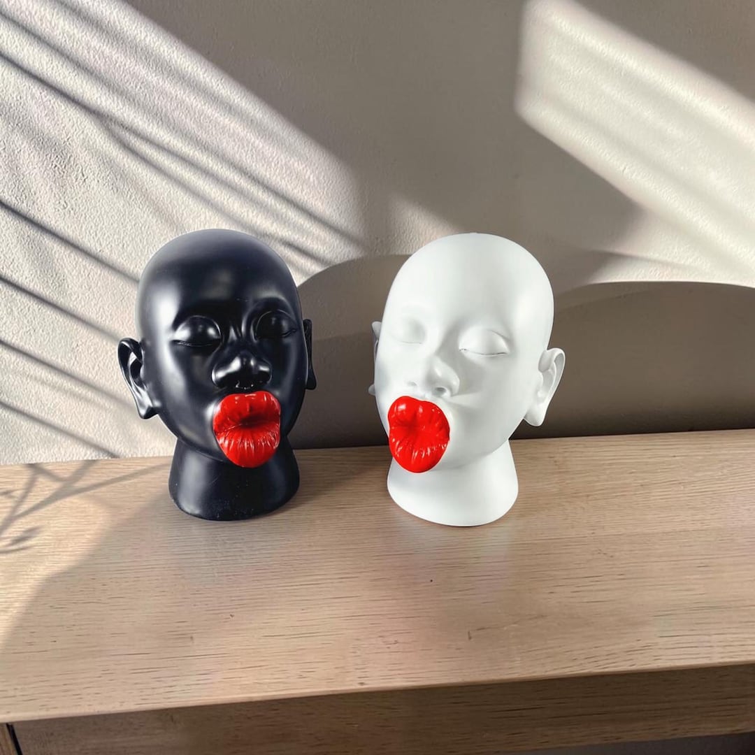 Abstract Resin Head Sculpture | Modern Figurative Art Tabletop Accent ...