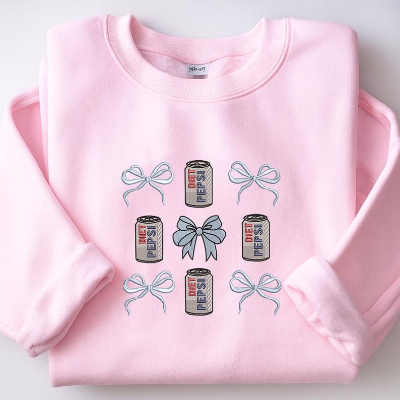 Pepsi Can Embroidery Design, Diet Pepsi With Bow, Digital Embroidery File for Machine, Instant ...