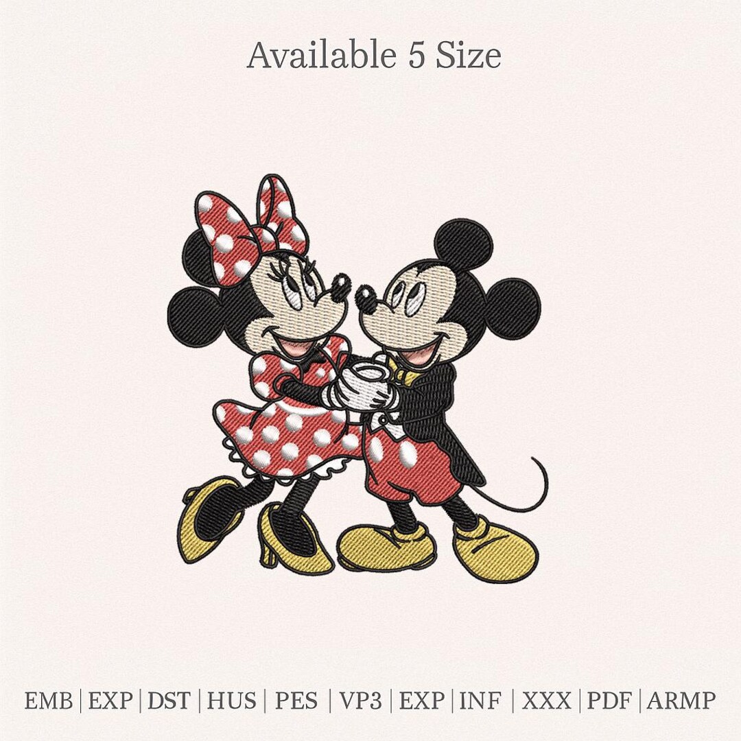 Cartoon Mouse Couple Embroidery Design, Vintage Mouse Love Machine ...