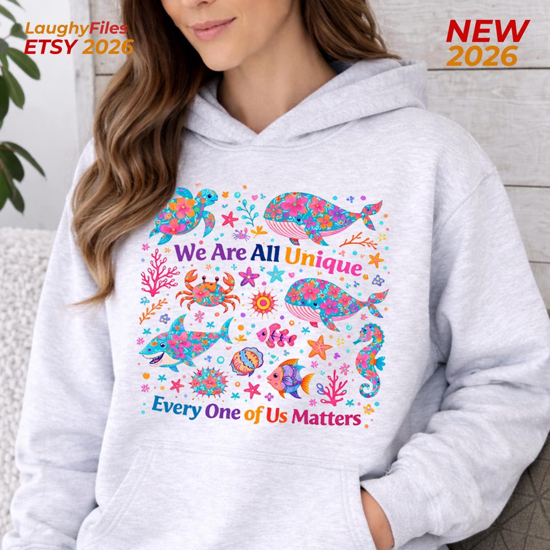 We Are All Unique PNG, Ocean Animals Sublimation Design, Inspirational ...