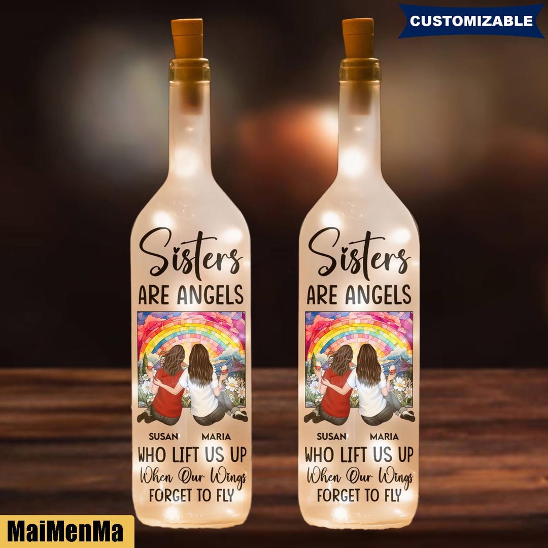 Personalized Sisters Bottle Lamp, Custom Names Sister Gift, Sisters Are ...