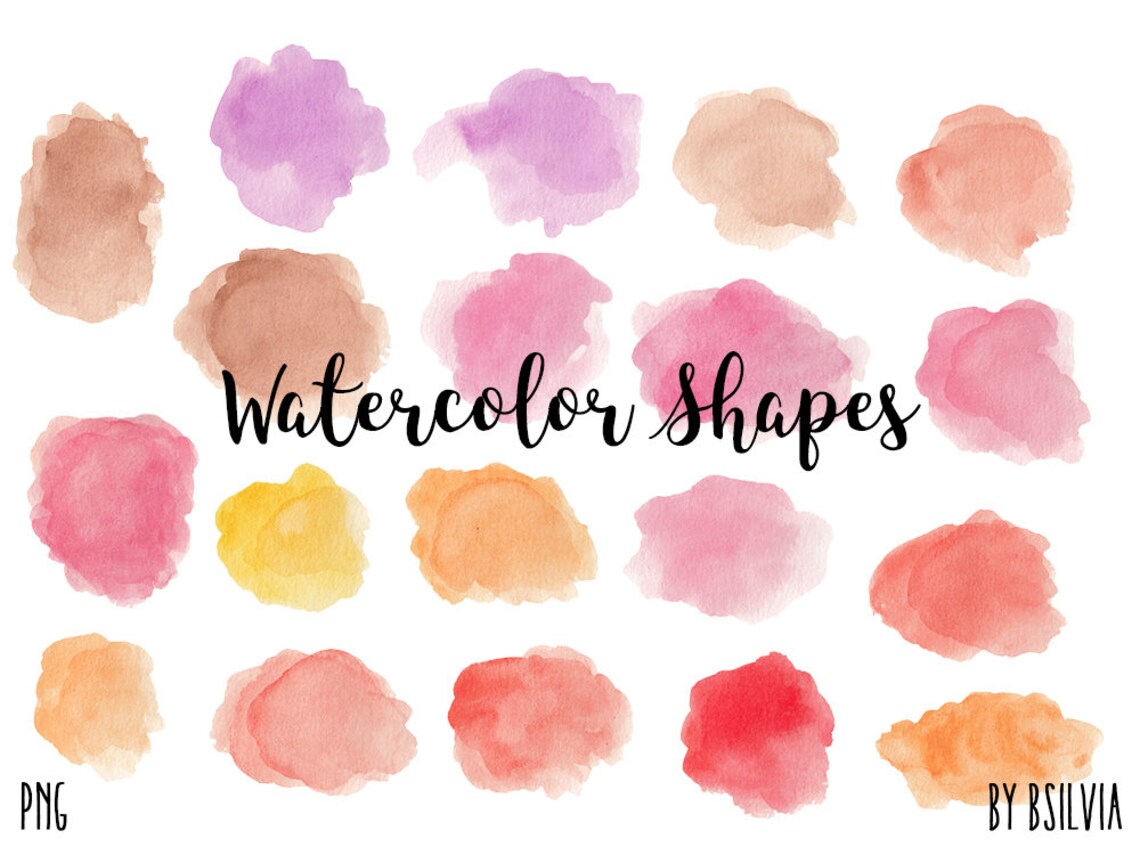 Watercolor Shapes Clip Art Watercolor Splashes Transparent - Etsy