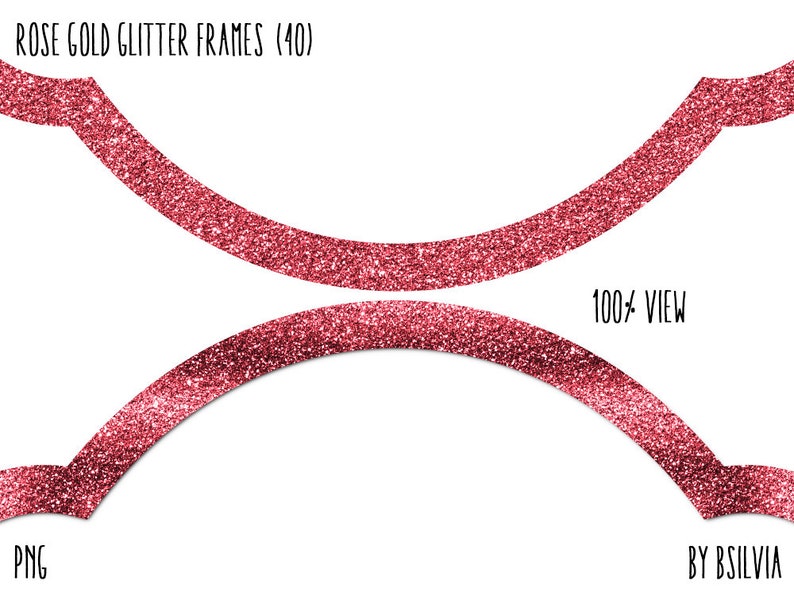 Rose Gold Glitter Frame Clipart, Rose Gold Glitter Border Clipart, Rose ...