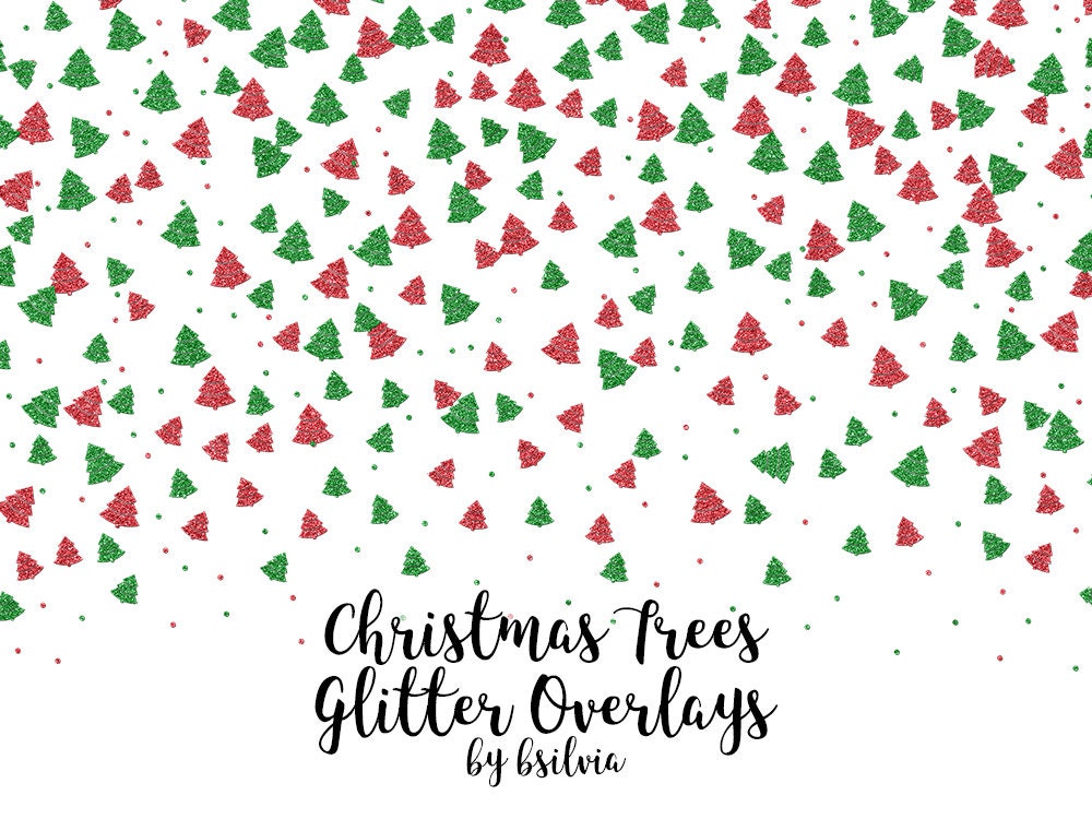 Christmas Trees Glitter Overlays Green Glitter Christmas - Etsy