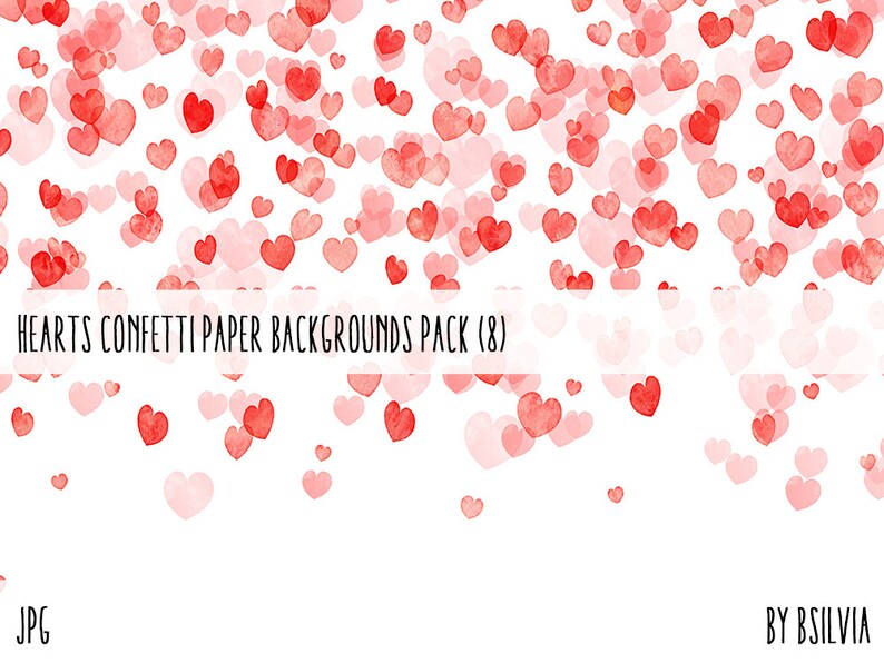 Hearts Confetti Backgrounds Paper Pack Valentine's Day | Etsy