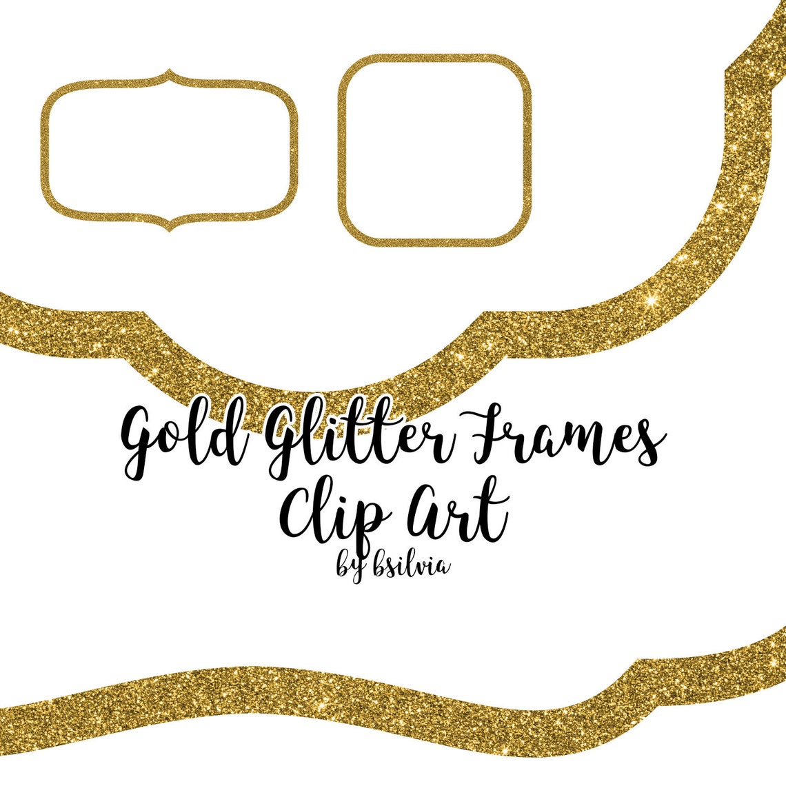Gold Glitter Frame Clipart Gold Glitter Border Clipart - Etsy